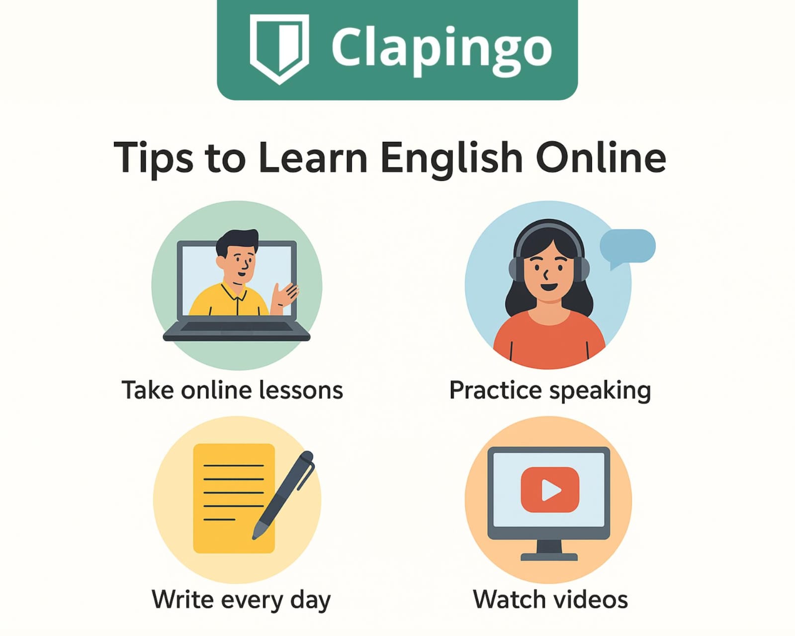 Clapingo's easy English learning quick tips